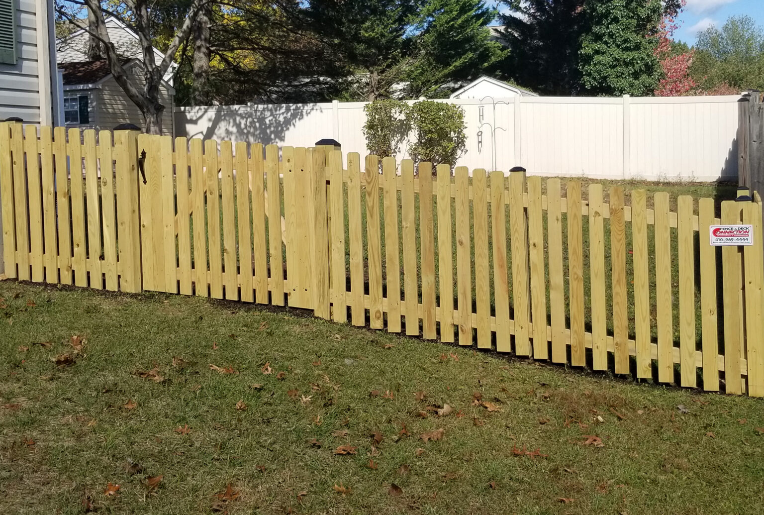 Wood Picket Fence - Fence & Deck Connection