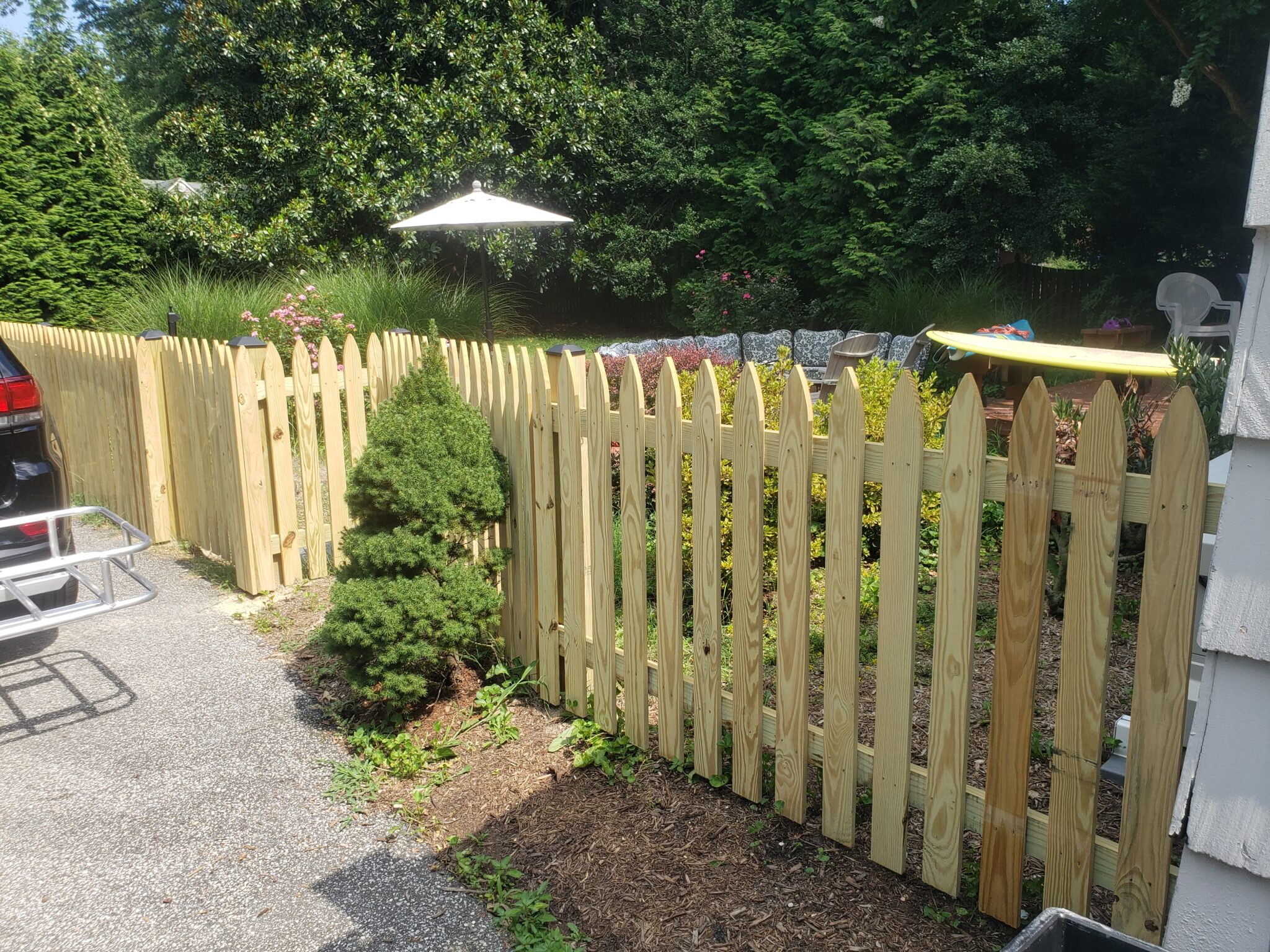 Wood Picket Fence - Fence & Deck Connection